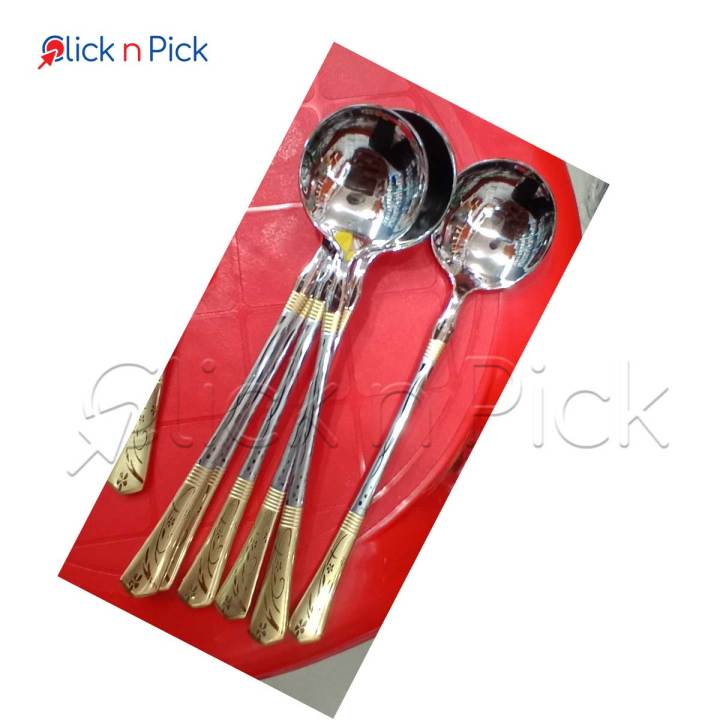 Premium Quality Stainless Steel Spoon Set - Round Soup Spoon Design ...