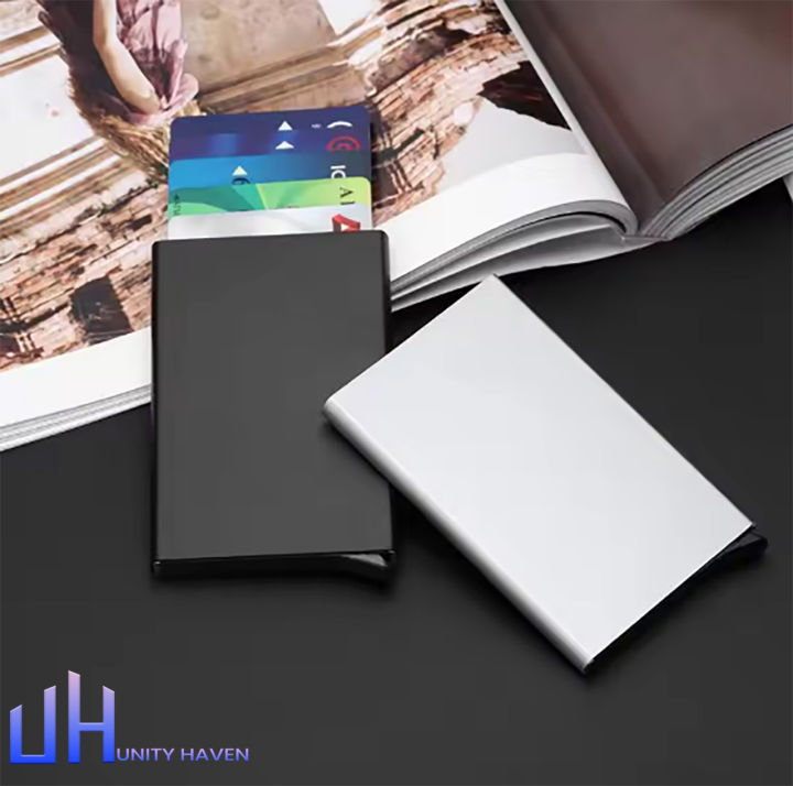 Aluminum Wallet With Elasticity Back Pouch ID Credit Card Holder Mini ...
