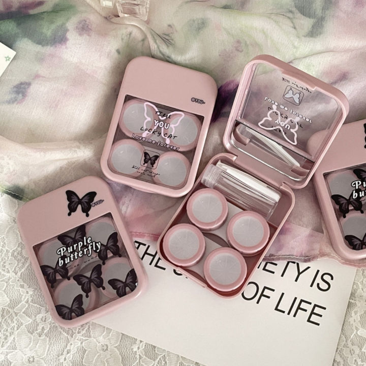 New Butterfly and Cute Rabbit Prints Double Set Contact Lenses Glasses ...
