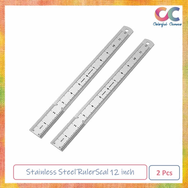 Stainless Steel Ruler/Scal 12 inch 2 Pcs | Daraz.com.bd