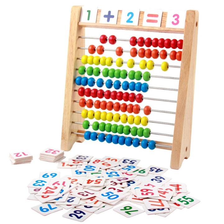 Wooden Abacus Educational Math Toy Children Rainbow Counting Beads ...