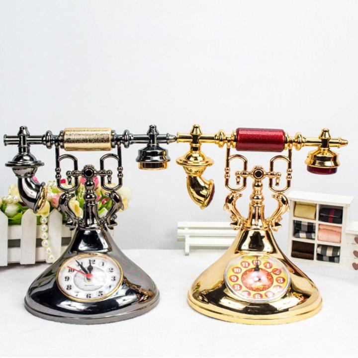 Retro Style Telephone Model Alarm Clock Vintage Decorative Timepiece ...