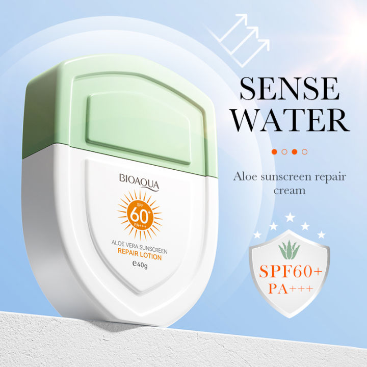 BIOAQUA Aloe Extracted SPF60+ PA+++ UV Protected Sunscreen Repair Lotion- 40g | Daraz.com.bd