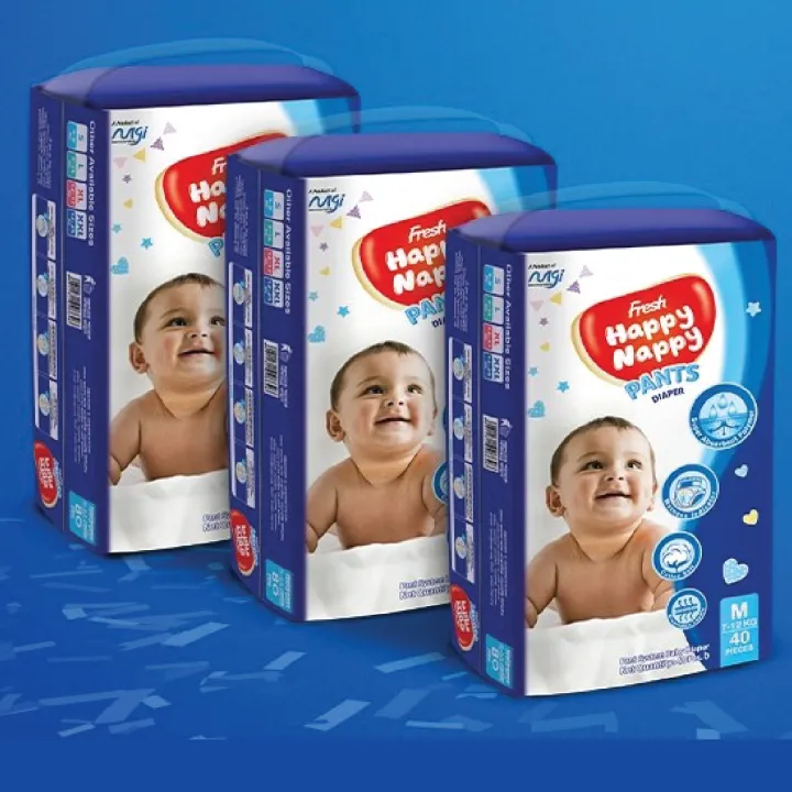 Happy Nappy Fresh M Size 40pcs Pant Style Nany Diapers | Daraz.com.bd