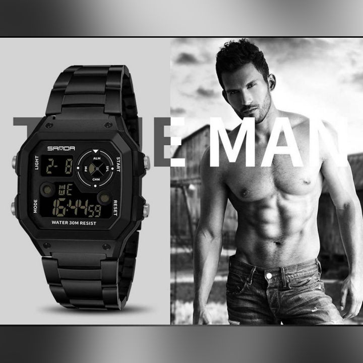 Sanda Stainless Steel Band Digital Wrist Watch - Black | Daraz.com.bd