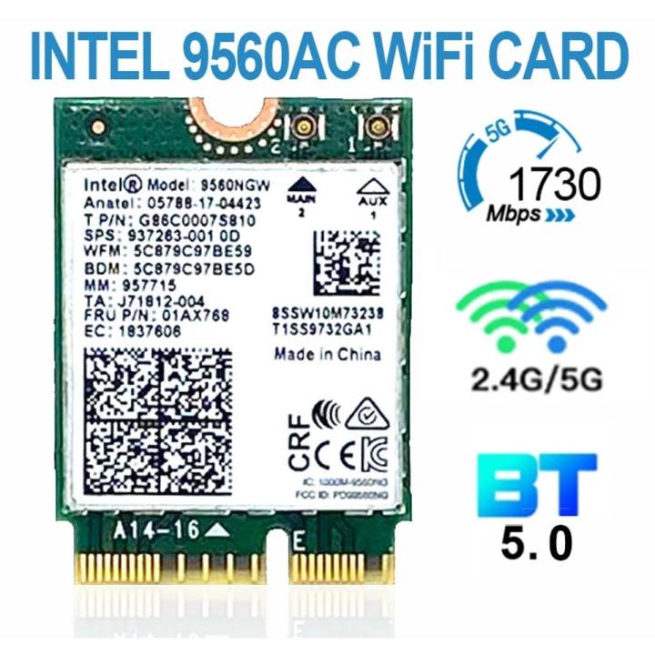 Intel 9560 dual band 2.4g/5GHz wireless bluetooth 5.0 802.11ac m.2 cnvi ...
