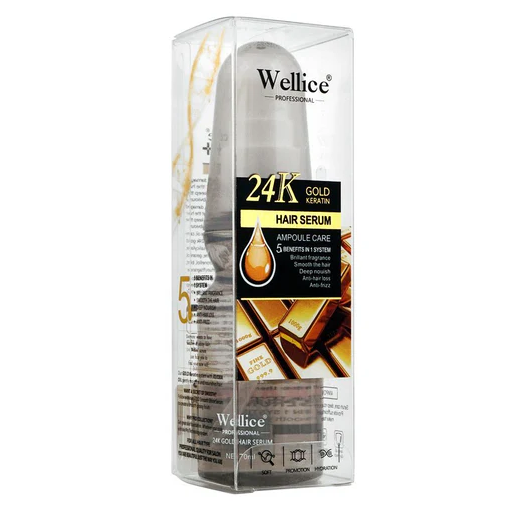 Wellice Professional 24K Gold Keratin Ampoule Care Hair Serum, 70ml ...