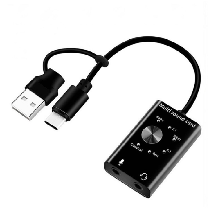 1 Piece Multi Sound Card USB 2.0 Type C Stereo Microphone Adapter ...