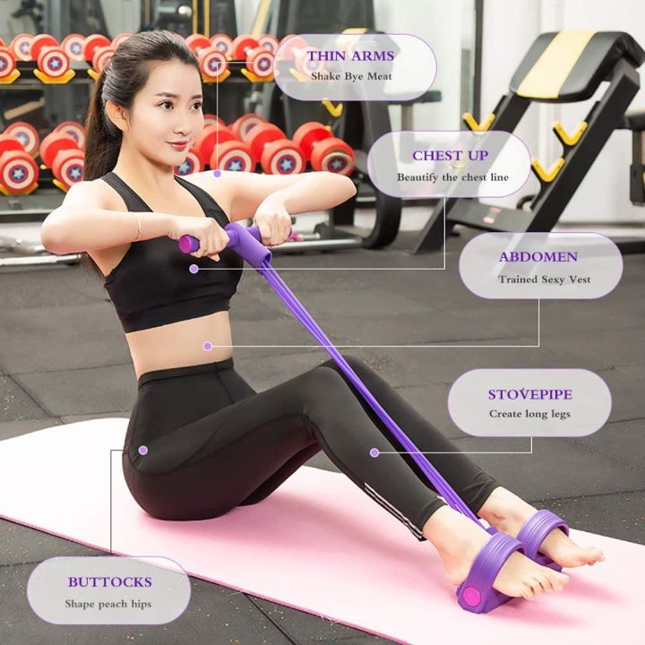 Resistance Bands Sit-Up Weight Loss Fitness Equipment Sports Foot Chest ...