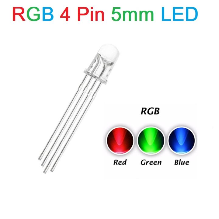 20Pcs- 4 Pin RGB LED Light 5mm RGB LED Light Water Clear 5mm Round LED ...
