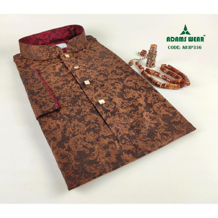 Adams 100% Cotton Brown Jacquard Fabric With Maroon Jacquard Contrast ...