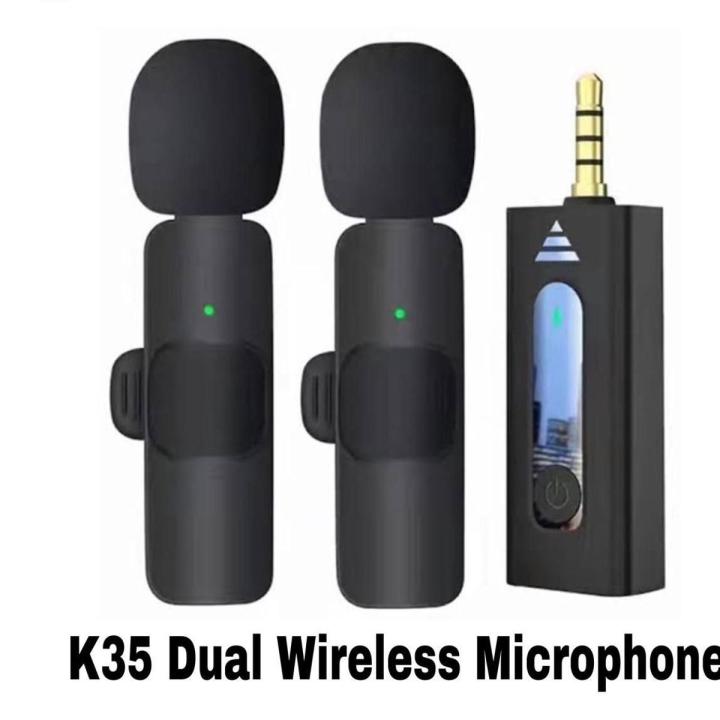 Wireless Microphone Record Microphone K35 2.4Ghz Smart Noise Cancelling Mini Portable Lavalier ...