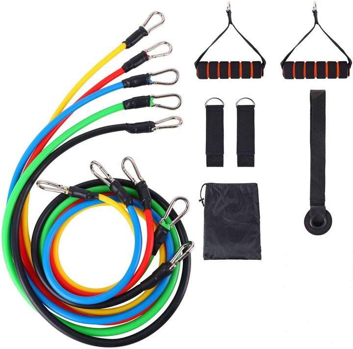 11-piece Tension Band Set Fitness Rally Up To 150 Pounds Exercise Pull ...