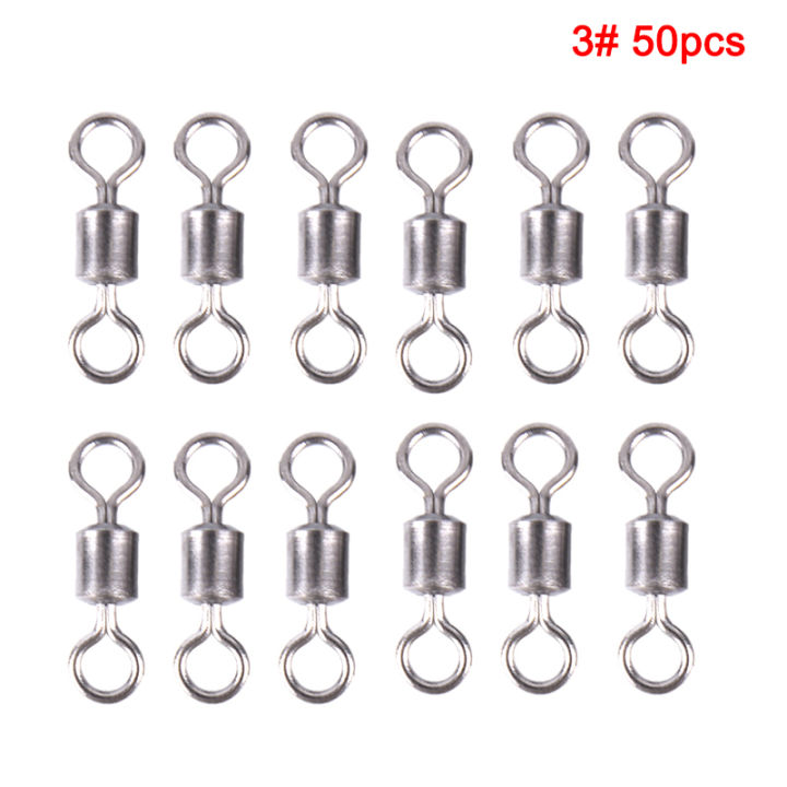 50PCS Fishing Barrel Bearing Rolling Swivel Solid Ring Lures Connector 11 Size | Daraz.com.bd