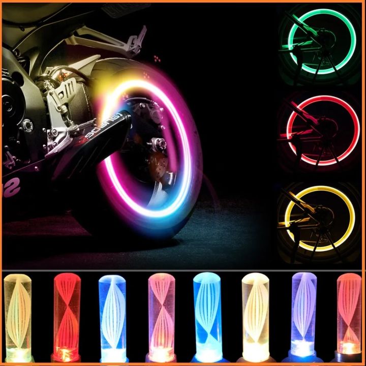 Bike Motorcycle Cycling LED 1 Pair Rainbow RGB Color Bike Wheel Tire ...