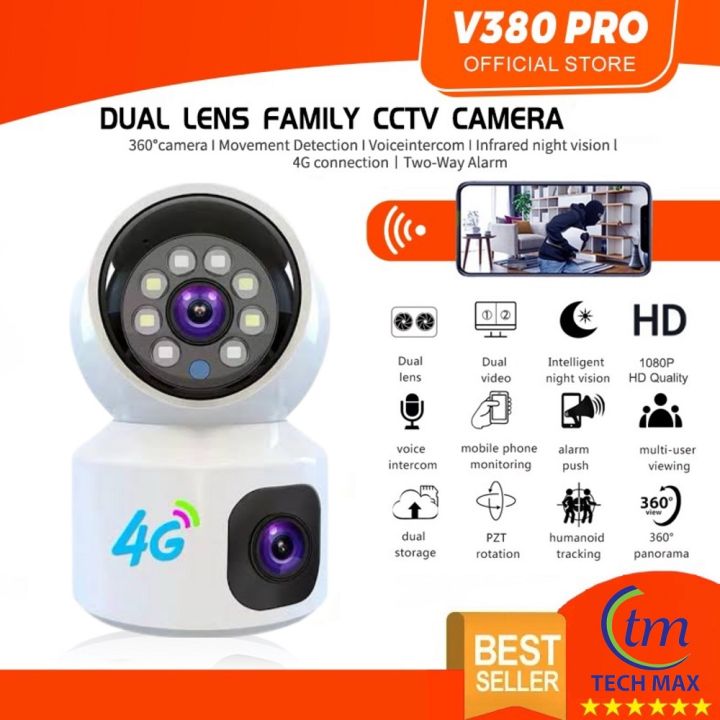V380 PRO Dual Lens 4G Sim Supported Doll PTZ IP Camera 4MP Night Vision Auto Tracking Two Way ...