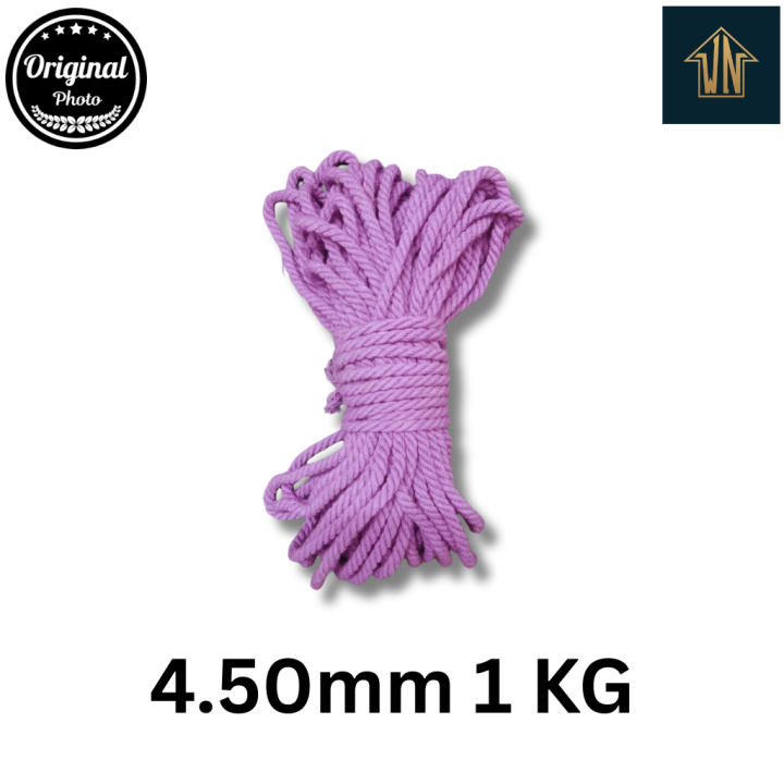 1 kg Purple Macrame Cotton Cord Rope 4.50 mm Jute Rope, Hemp Rope for ...