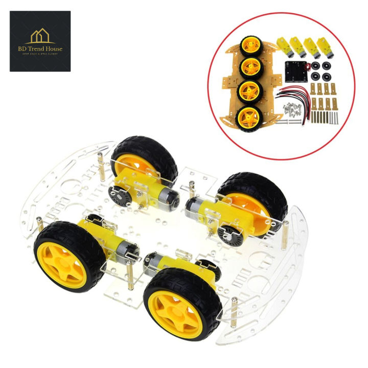 4WD Smart Robot car Chassis kit with Speed Encoder Battery Box for DIY | Daraz.com.bd