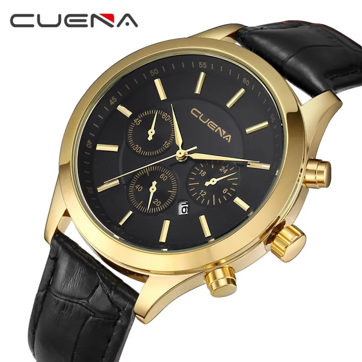 CUENA Watches Men fashion watch luxury brand Quartz Watch Leather Blet ...