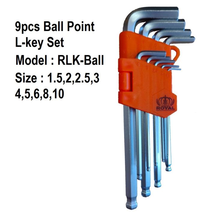 ROYAL 9pcs Ball Point Hex key Set Model RLK-BALL - Kings Trading ...