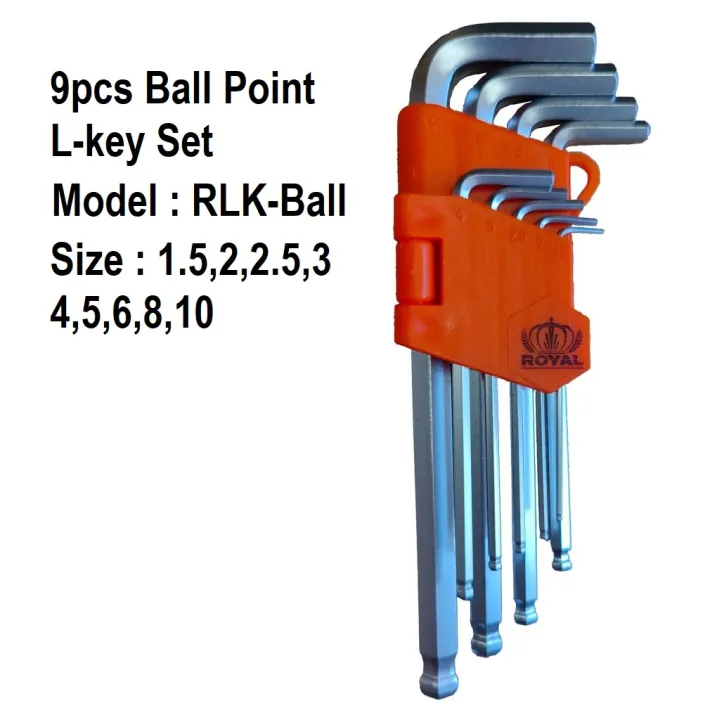 ROYAL 9pcs Ball Point Hex key Set Model RLK-BALL - Kings Trading ...