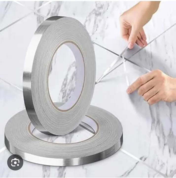 166 Feet (Silver color) Self-Adhesive Waterproof Tile Gap Tape for ...