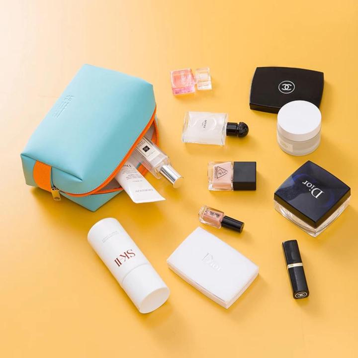 Stylish Women waterproof PU cosmetic bag cute candy colors travel ...