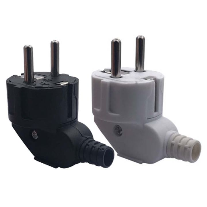 Black White 16A Elbow Ground EU Wiring Power Plug German France eisure ...