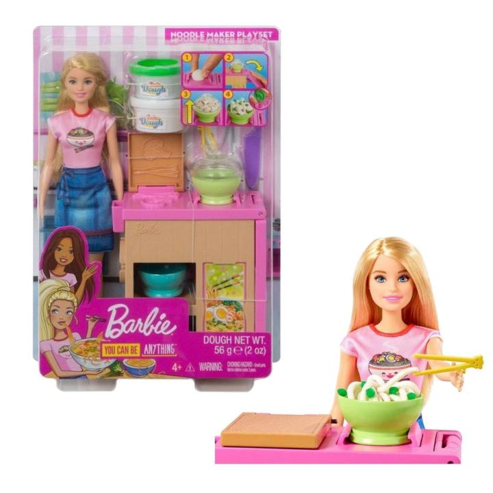 Barbie Noodle Bar Playset with Blonde Doll, Workstation, Accessories ...