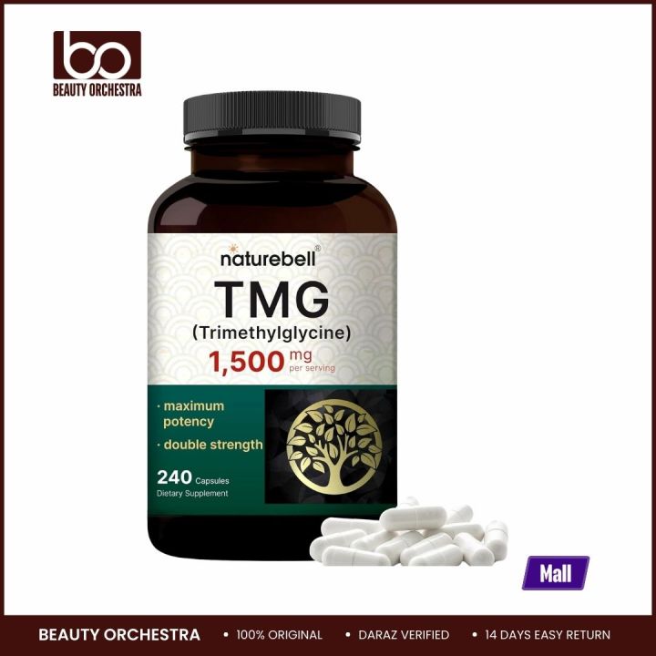 NatureBell TMG Supplements 1,500mg 240 Capsules | Max Strength Betaine ...