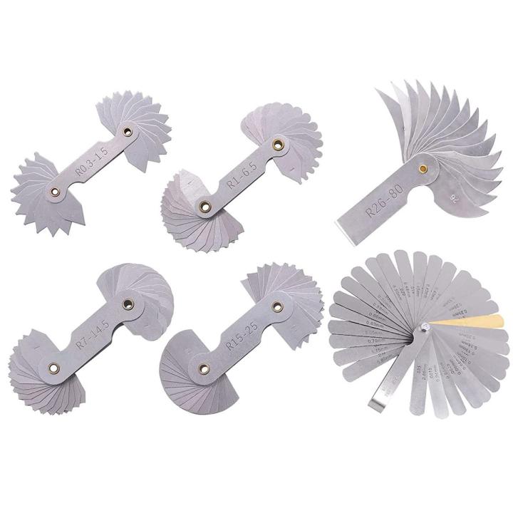 6 Pcs Radius Gauge with Feeler Gauge Set Arc & Space Measure Tool ...