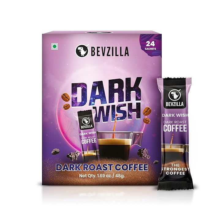 Bevzilla 24 Black Roast Coffee Sachets - 48 Grams(Dark Wish Coffee ...