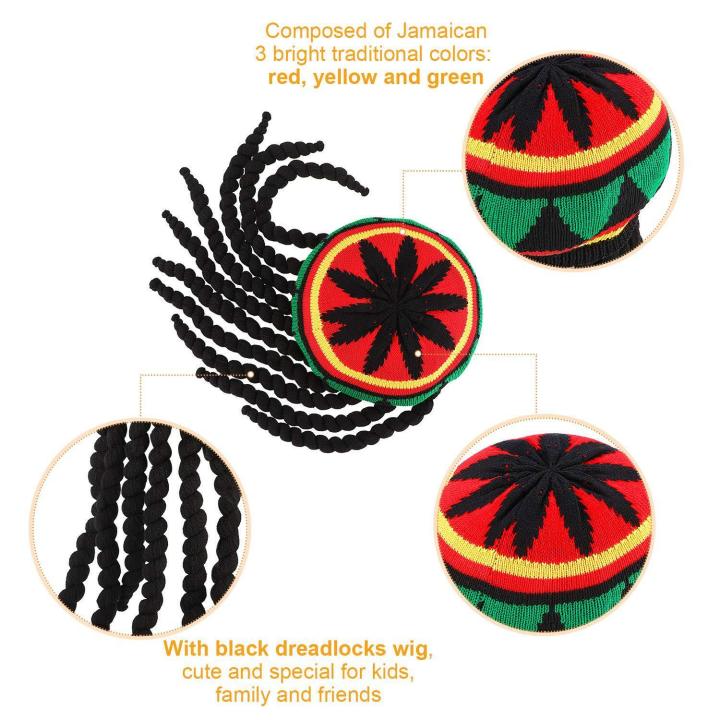 COS straw beret octagonal Jamaican wig yarn Halloween reggae hat dirty ...