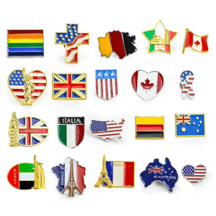 Metal Enamel National Flag Pin Lapel Badge American England Germany Map ...