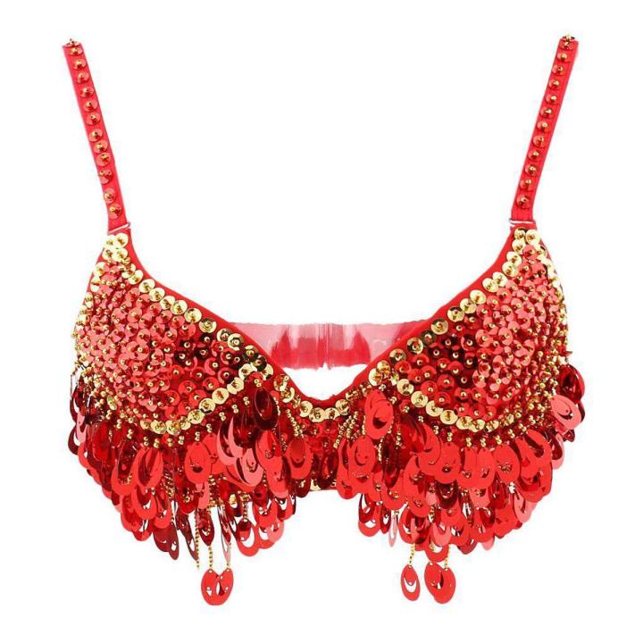Women Belly Dance Beaded Bra Top Costume Bra - Red | Daraz.com.bd
