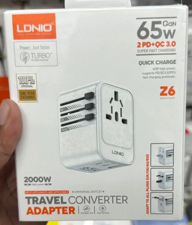 Ldnio Z6 65W 3 USB Ports GaN Universal Travel Adapter - White | Daraz ...
