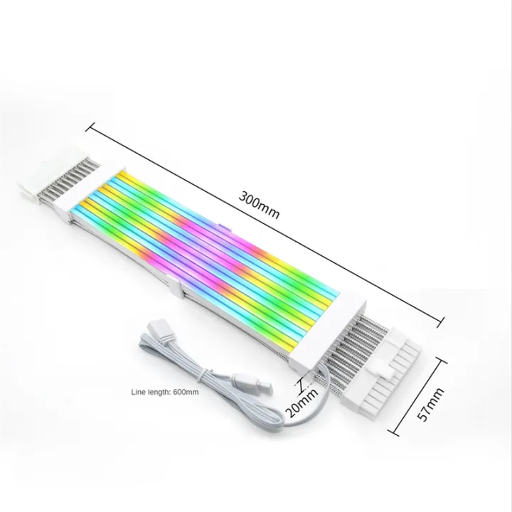 【Popular】 ARGB PSU Cable 24 Pin ATx PSU Extension RGB Cable Color Line ...