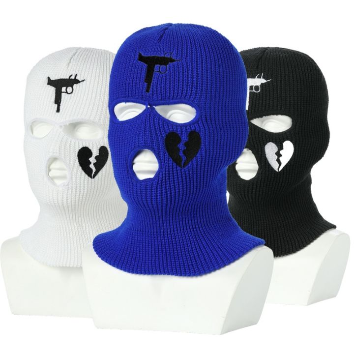 Winter Knitted Ski Mask Balaclava Hat with Cross Embroidery Outdoor ...