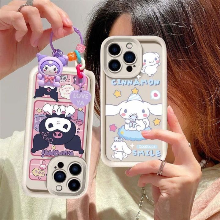 Cute Kuromi Cinnamoroll Hello Kitty Keychain Phone Case for Samsung ...