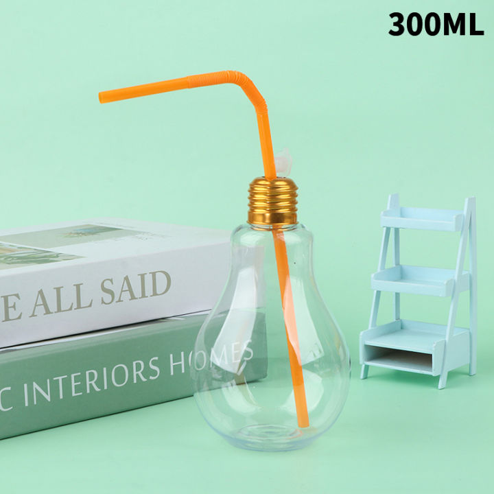 1Pc 200to500ml Creative Clear Artificial Fake Light Bulb Shaped Bottle ...