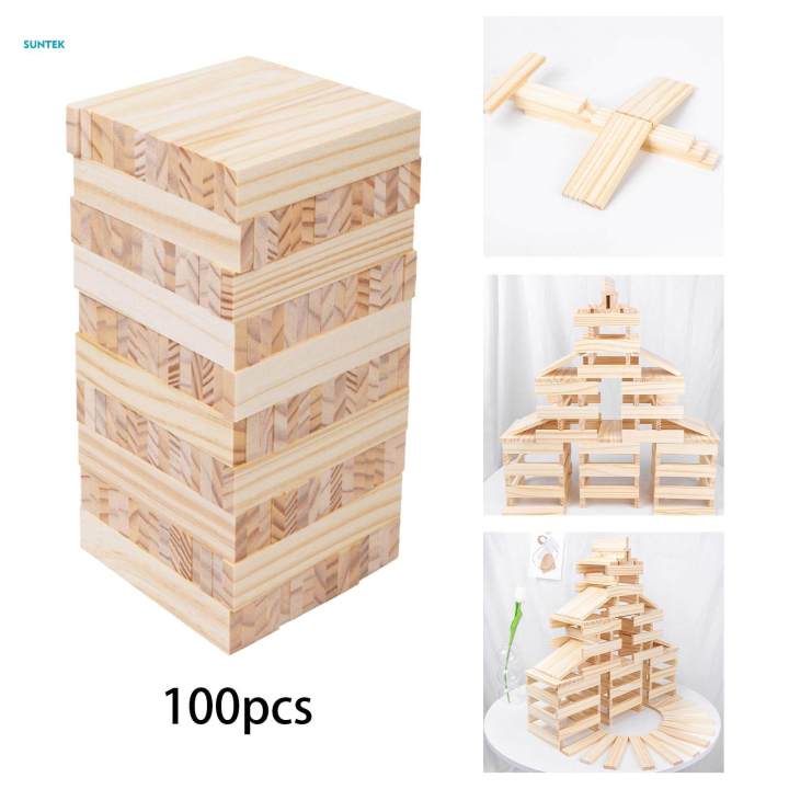 100 Pieces Stackable Novelty Wood Blocks Stacking for Party | Daraz.com.bd