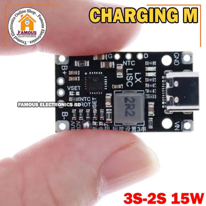 Type-C USB 2S/3S BMS 15W 8.4V 12.6V 1.5A Lithium Battery Charging Boost ...