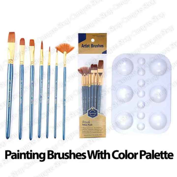 7 Pcs Nylon Paint Brush Set and 1 Pieces Artist Color Palette | Daraz ...