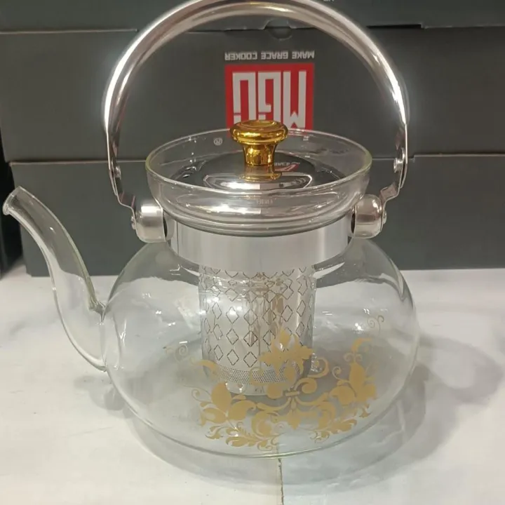 Glass Teaset Flower Tea Pot Puer Kettle Coffee Teapot-1000ml | Daraz.com.bd