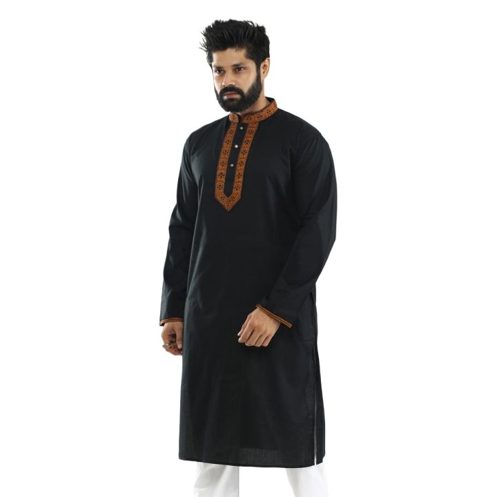 Full black panjabi for men new collection 2024 | Cotton panjabi for men ...