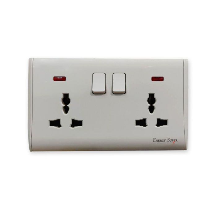 Energy Super VIP 13A Three Pin Multi Dual Outlet Two Gang Double Port ...