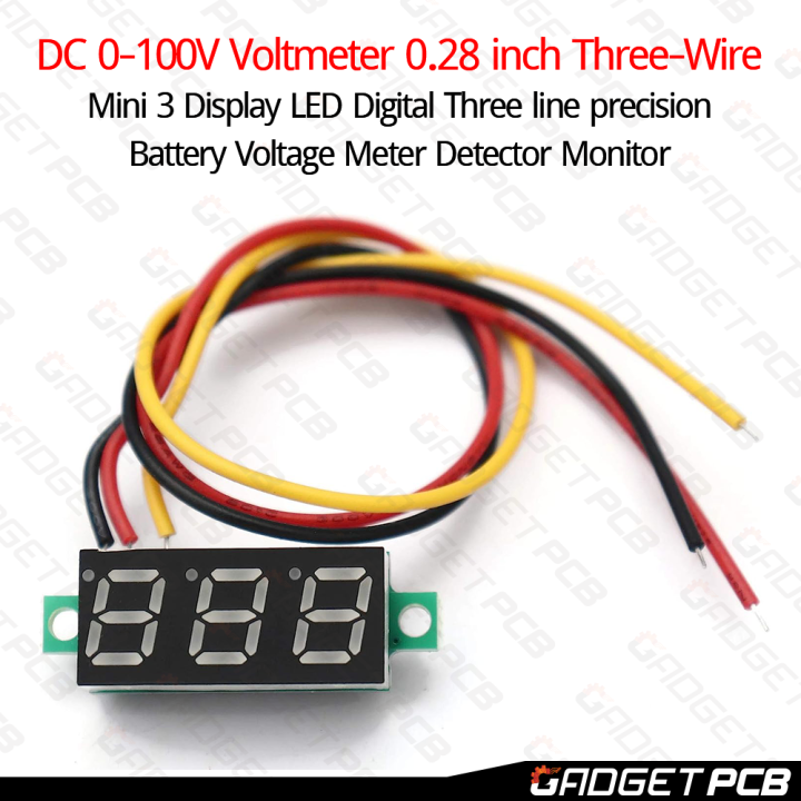 DC 0-100V Voltmeter 0.28 inch Three-Wire Mini 3 Display LED Digital ...