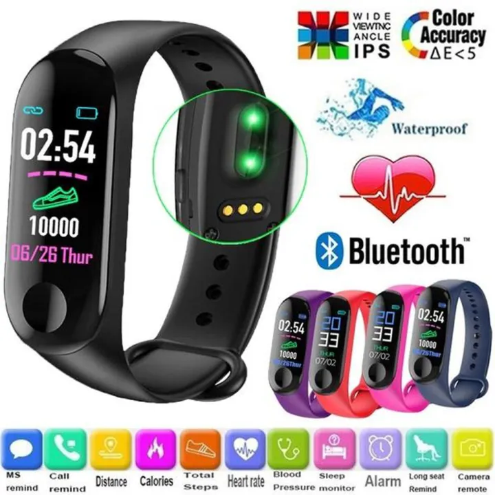 M3 Fitness Bracelet OLED Color Touch Screen Smart Wristband with ...