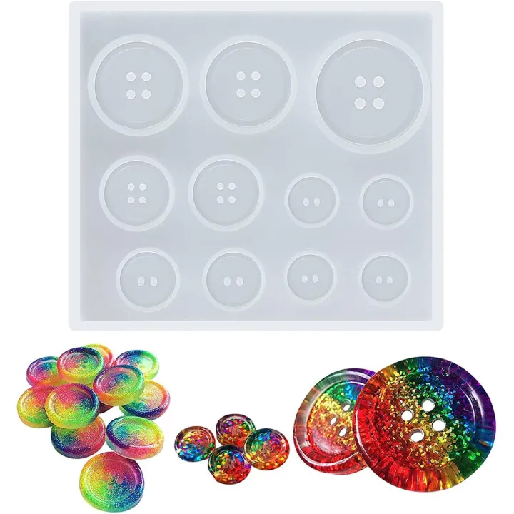 Button Resin Epoxy Silicone Mold Round Buttons Charms Jewelry Casting ...