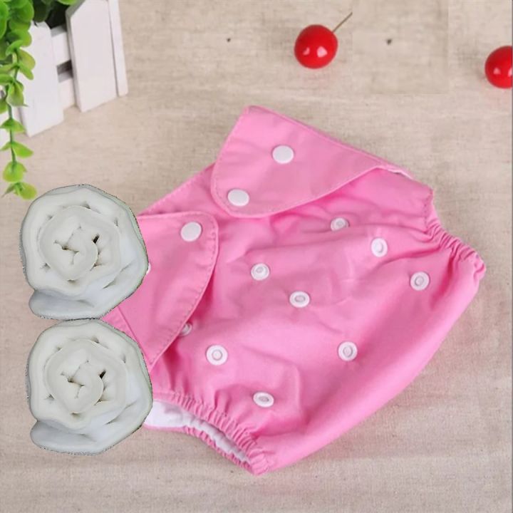 Baby Diaper Pant with Waterproof Layer and 2 Diaper Pads Washable Cloth ...